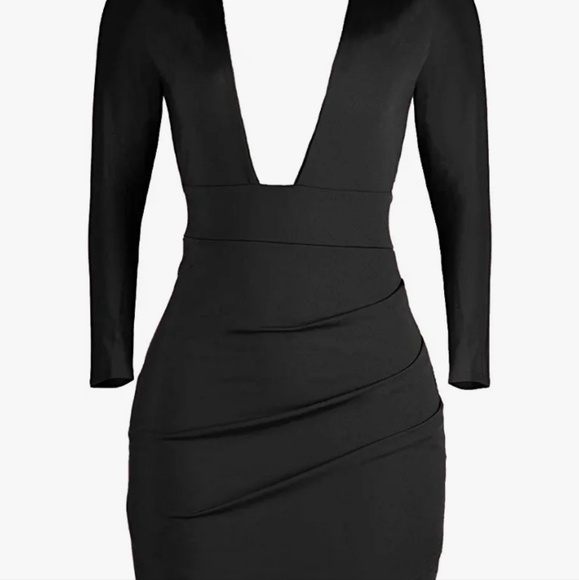 haola | Dresses | Haola Womens Deep V Neck Bodycon Dress Long Sleeve ...